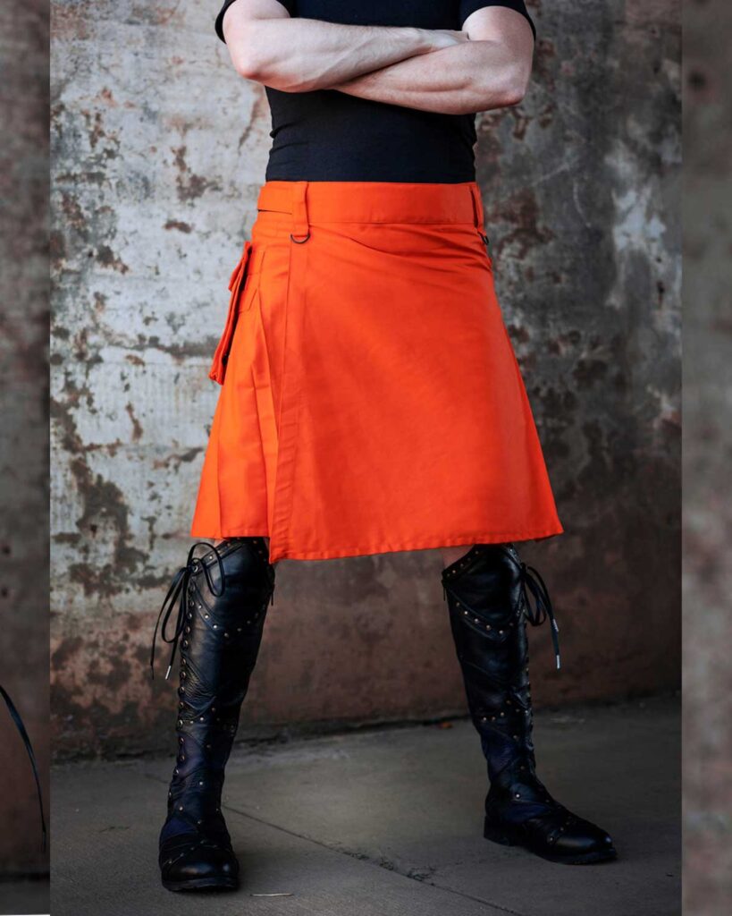 Men's Bold Orange Kilt - Stylish & Functional